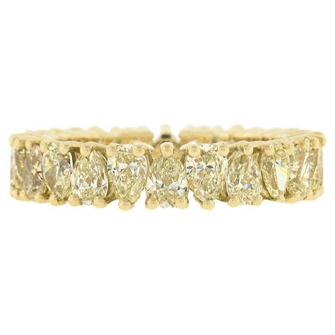 18k Gold Alternating Pear Fancy Yellow Diamond Eternity Wedding Stack