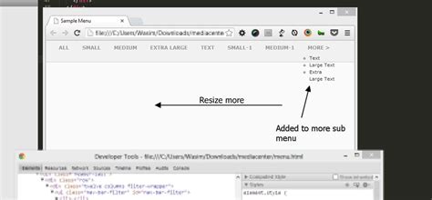 javascript manipulate jquery menu on re size for responsive layout