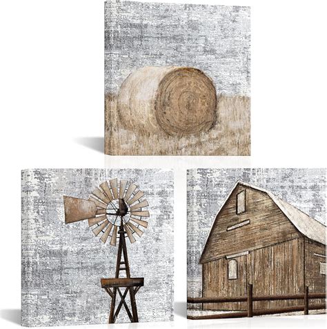 Visual Art Decor Farmhouse Canvas Wall Art Barn Windmill