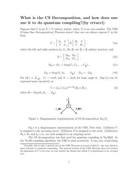 What Is The Cs Decomposition And How Does One Use It To Do