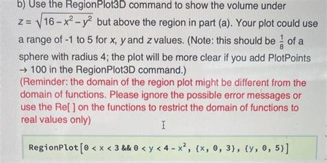 Solved A Use The Regionplot Command To Plot The Area Of A