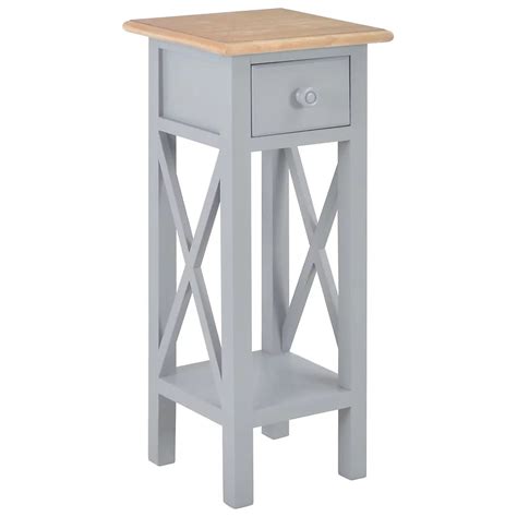 Vidaxl Side Table Grey 27x27x655 Cm Wood