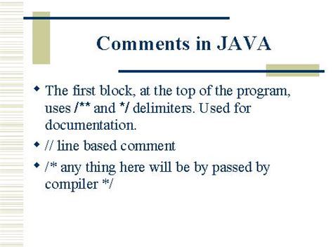 Comments In JAVA