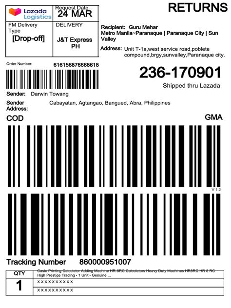 Return Label Pdf