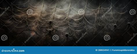 Real Creepy Spider Webs On Banner Halloween Stock Illustration Illustration Of Silk Scary