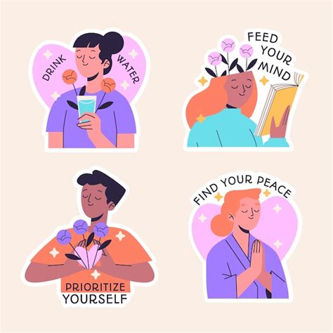 Free Vector Naive Self Care Stickers Collection