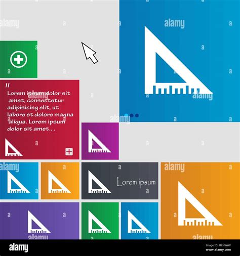 Ruler Icon Sign Buttons Modern Interface Website Buttons With Cursor