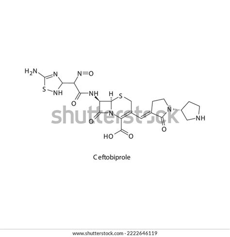 Ceftobiprole Flat Skeletal Molecular Structure 5th Stock Vector