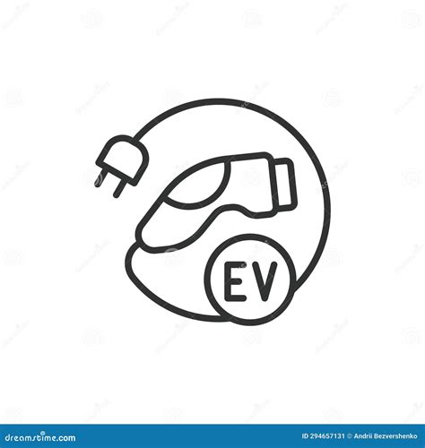 Ev Connector Charger Connector Line Icon Electric Car Charging Plug