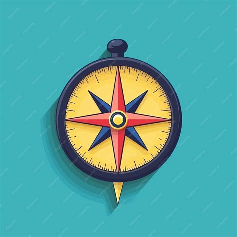 A Compass With A Red Tip And A Yellow Tip Is On A Blue Background