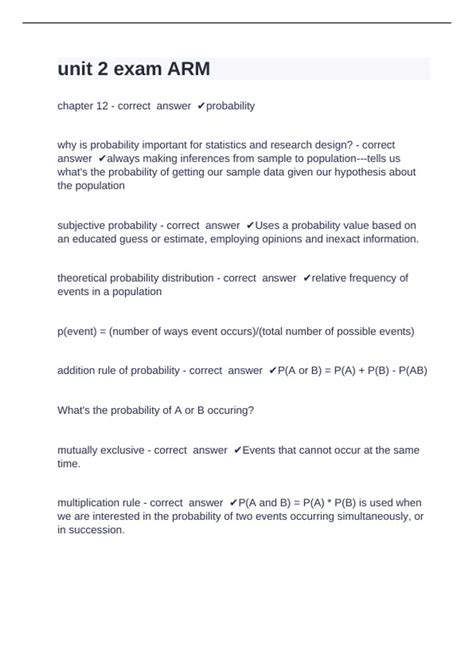 Unit 2 Exam ARM Questions And Answers Already Solved 2024 ARM Stuvia US
