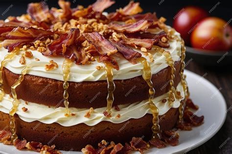 Premium Photo Maple Bacon Cake With Crispy Bacon Bits
