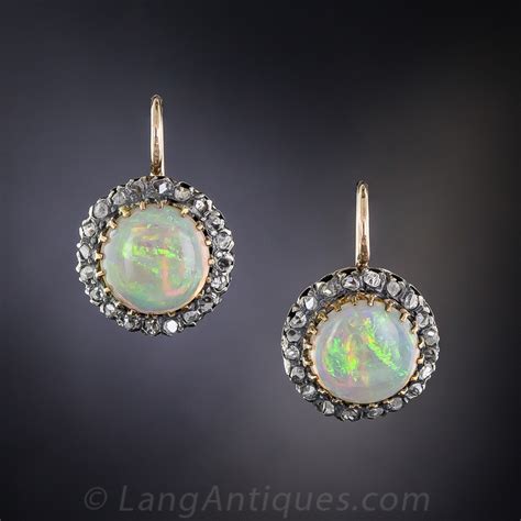 Antique Opal And Diamond Earrings