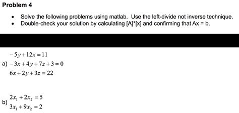 solved problem 4 solve the following problems using matlab