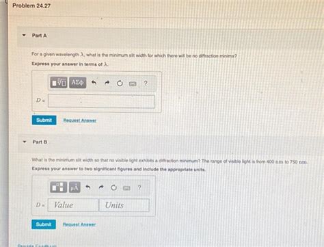 Solved For A Given Wavelength λ What Is The Minimum Slit