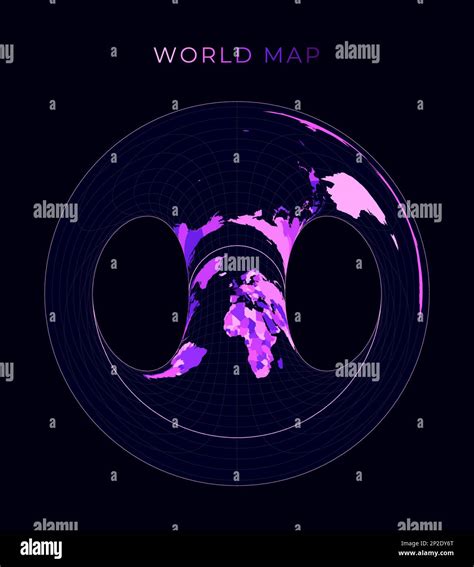 World Map Hammer Retroazimuthal Projection Digital World Illustration Bright Pink Neon Colors