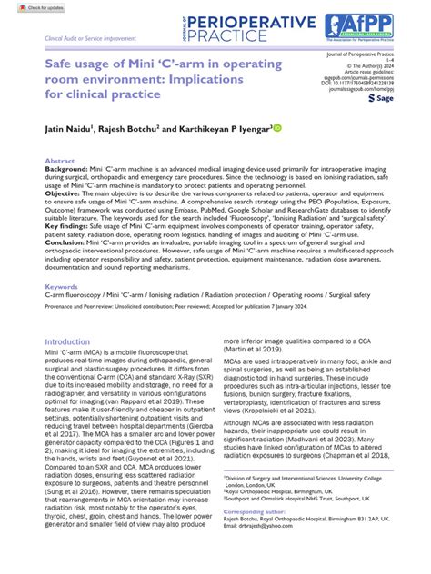 Safe Usage Of Mini C Arm In Operating Room Environment Implications