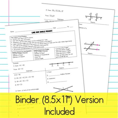 Line And Angle Proofs Editable Guided Notes For HS Geometry Interactive Notebook