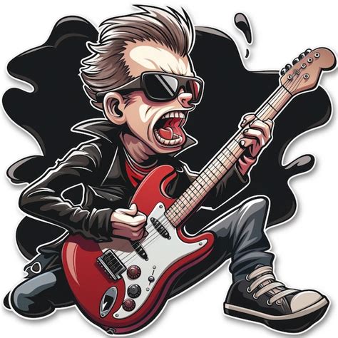 Premium Photo Funny Guitar Player Sticker Generative Ai