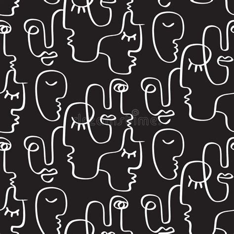 Abstract Face Seamless Pattern Stock Vector Illustration Of Fashionable Minimal 265907259