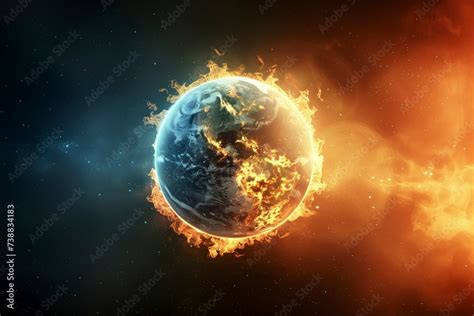 A Fiery Sphere Floats In The Vastness Of Outer Space A Celestial Event In The Universe