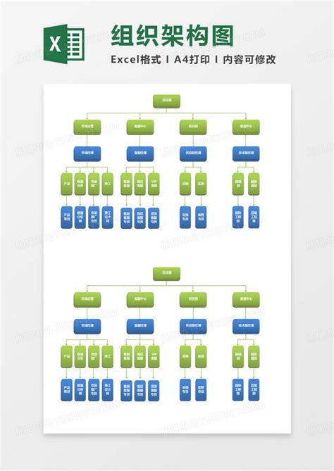 简约市场部组织架构图excel模版模板下载 组织架构 图客巴巴