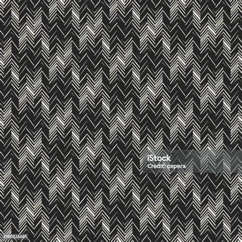 Black And White Herringbone Textured Houndstooth Check Pattern Stock