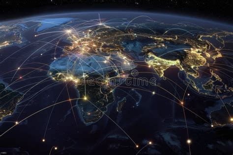 The Concept Of Global Connections Interaction Of Regions Of The Globe Stock Image Image Of