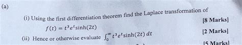 Solved I Using The First Differentiation Theorem Find The