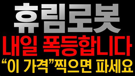 휴림로봇 주가전망 🚨내일 폭등합니다 이 가격 찍으면 파세요 Youtube