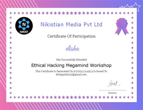 Disha Certificate Pdf
