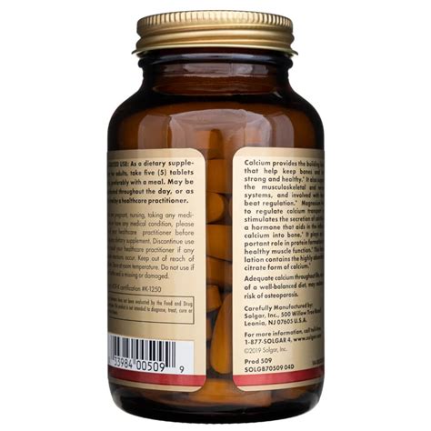 Solgar Calcium Magnesium Citraat 100 Tabletten Medpak