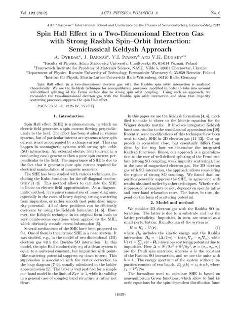 Pdf Spin Hall Effect In A Two Dimensional Electron Gas With Strong