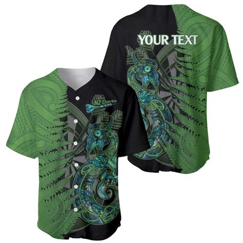 Personalised New Zealand Darts Baseball Jersey Aotearoa Maori Fern Mix
