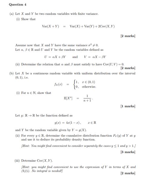 Solved Question 4 A Let X And Y Be Two Random Variables