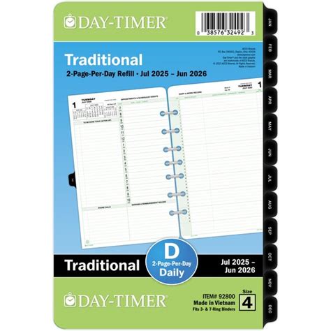 Day Timer® July 2025 June 2026 Two Page Per Day Reference Planner