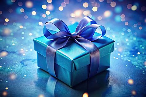 Stunning Aigenerated Portrait Photography A Luxurious Blue T Box With A Sparkling Ribbon