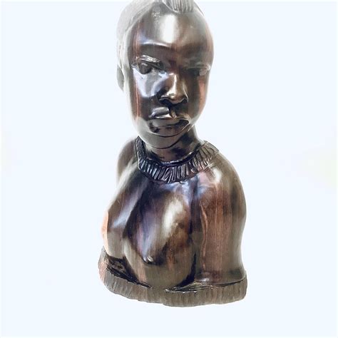 Tall 25cm Ebony Nude Female Bust Stunning Heavy African Wood