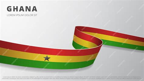 Premium Vector Flag Of Ghana Realistic Wavy Ribbon With Ghanaian