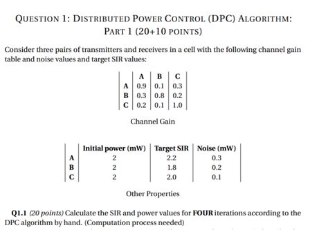 Solved Question 1 Distributed Power Control Dpc