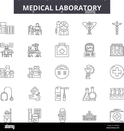 Medical Laboratory Line Icons Signs Set Vector Medical Laboratory