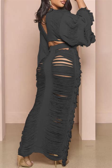 Wholesale White Sexy Solid Tassel Hollowed Out Patchwork Draw String