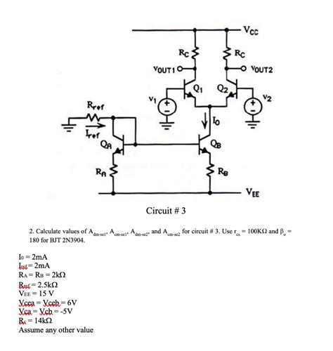 Solved VCC RC RC YOUT O VOUT Q V Rret Ler QA RA Re VEE Chegg Com