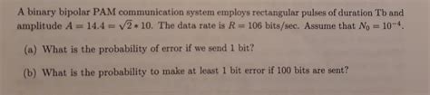 Solved A Binary Bipolar PAM Communication System Employs Chegg Com