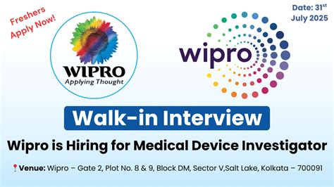 Freshers Jobs Wipro Walk In Interview For Medical Device Investigator In Kolkata Pharma