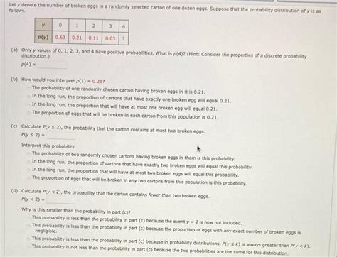 solved let y denote the number of broken eggs in a randomly