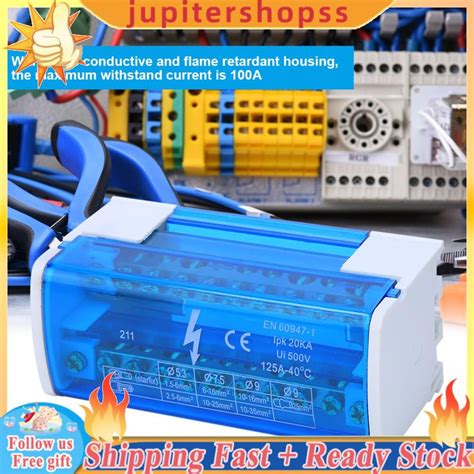 Jupitershopss Terminal Distribution Box Block Single Phase Junction Din Rail Shopee Malaysia