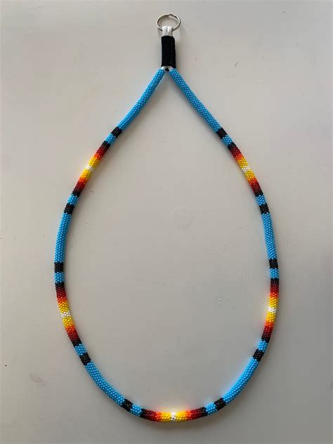 Blue Red Orange Yellow Lanyard Peyote Stitch Native American Etsy