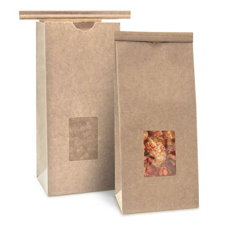 75 Pack Bakery Bags With Window 12 Lb 8 Oz Brown Kraft Paper Bag