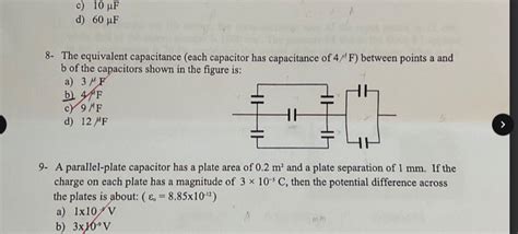 SOLVED c μF d μF The equivalent capacitance each capacitor has capacitance of μF